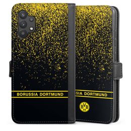 DeinDesign Galaxy A32 4G Handy Klapph&uuml;lle Handyh&uuml;lle aus Kunst Leder schwarz Flip Case Ombre Borussia Dortmund Bvb Sideflip mit Lasche