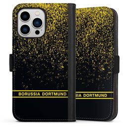 DeinDesign iPhone 13 Pro Handy Klapph&uuml;lle Handyh&uuml;lle aus Kunst Leder schwarz Flip Case Ombre Borussia Dortmund Bvb Sideflip mit Lasche