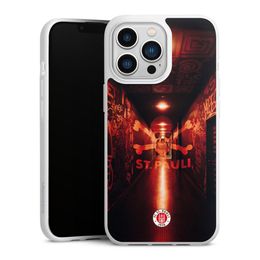 DeinDesign iPhone 13 Pro Handy Silikon H&uuml;lle Case wei&szlig; Handyh&uuml;lle Fc St. Pauli Official Licensed Product Silikon Case