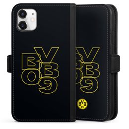 DeinDesign iPhone 11 Handy Klapph&uuml;lle Handyh&uuml;lle aus Kunst Leder schwarz Flip Case Lettering Official Licensed Product Bvb Sideflip mit Lasche