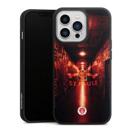 DeinDesign iPhone 13 Pro Handy Premium Silikon H&uuml;lle Handyh&uuml;lle schwarz Case Fc St. Pauli Official Licensed Product Silikon Premium Case