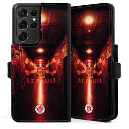 DeinDesign Galaxy S21 Ultra 5G Handy Klapph&uuml;lle Handyh&uuml;lle aus Kunst Leder schwarz Flip Case Fc St. Pauli Official Licensed Product Sideflip mit Lasche
