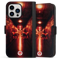 DeinDesign iPhone 13 Pro Handy Klapph&uuml;lle Handyh&uuml;lle aus Kunst Leder schwarz Flip Case Fc St. Pauli Official Licensed Product Sideflip mit Lasche