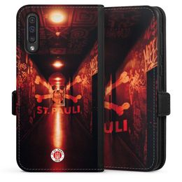 DeinDesign Galaxy A50 Handy Klapph&uuml;lle Handyh&uuml;lle aus Kunst Leder schwarz Flip Case Fc St. Pauli Official Licensed Product Sideflip mit Lasche