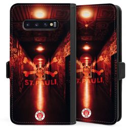 DeinDesign Galaxy S10 Plus Handy Klapph&uuml;lle Handyh&uuml;lle aus Kunst Leder schwarz Flip Case Fc St. Pauli Official Licensed Product Sideflip mit Lasche
