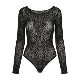 Body Urban Classics "Urban Classics Damen Ladies Flock Lace Body", Damen, Gr. L, US-Gr&ouml;&szlig;en, schwarz, 94% Polyamid, 6% Elasthan, Bodys Body