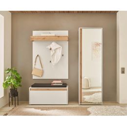 Garderoben-Set Home Affaire "GIRON/CiTY, moderne Garderobe, Komplettset mit viel Stauraum", wei&szlig;, B:170cm H:200cm T:40cm, Holzwerkstoff, Kastenm&ouml;bel-Sets, enth&auml;lt Garderobenschrank, Paneel, Schuhbank inkl. Sitzkissen
