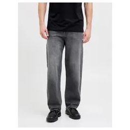Jack & Jones Relax-fit-Jeans JACK & JONES "JJIALEX mit cleanem Look und Taschenvielfalt", Herren, Gr. 28, L&auml;nge 32, schwarz (schwarz denim), Denim/Jeans, Obermaterial: 100% Baumwolle, Abriebeffekte, relaxed fit lang, Jeans, Baumwolle, relax fit
