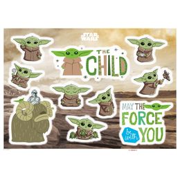 Wandtattoo Komar "Mandalorian Founding Grogu - Gr&ouml;&szlig;e 50 x 70 cm", gr&uuml;n (gr&uuml;n, braun), B:50cm H:70cm, Folie, Wandtattoos, Wandtattoo, selbstklebend, Wandsticker, Kinderzimmer