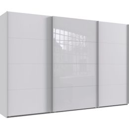 Schwebet&uuml;renschrank wimex "Norderstedt", wei&szlig; (wei&szlig;, glas wei&szlig;), B:360cm H:236cm T:64cm, Holzwerkstoff, Schr&auml;nke, Schwebet&uuml;renschrank, INKLUSIVE 2 Stoffboxen und 2 zus&auml;tzliche Einlegeb&ouml;den, mit Glast&uuml;r