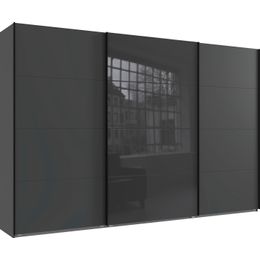 Schwebet&uuml;renschrank wimex "Norderstedt", grau (graphit, glas grau), B:360cm H:236cm T:64cm, Holzwerkstoff, Schr&auml;nke, Schwebet&uuml;renschrank, INKLUSIVE 2 Stoffboxen und 2 zus&auml;tzliche Einlegeb&ouml;den, mit Glast&uuml;r