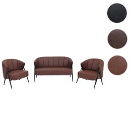 Mendler Wohnzimmer-Set HWC-P30, 2er-Sofa 2x Sessel, Vintage Retro Industrial Metall Kunstleder ~ Variantenan 118691+2x118688