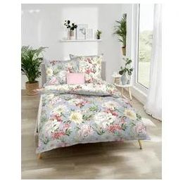 Wendebettw&auml;sche Kaeppel "Flirtation", grau (taube), B/L: 135cm x 200cm, 1 Stk., 1 Stk., Mako-Satin, B/L: 80cm x 80cm, 2 Stk., Mako-Satin, Obermaterial: 100% Baumwolle, Bettw&auml;sche, Wendebettw&auml;sche, Mit Blumen