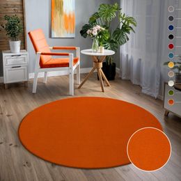 Teppich Sanat "Uni", orange, H:13mm &Oslash;:80cm, Kunstfaser, Teppiche, Teppich, robuster Kurzflorteppich, gro&szlig;e Farbauswahl, Wohnzimmer, alle R&auml;ume