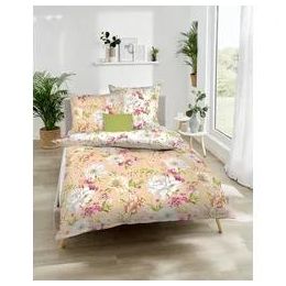 Wendebettw&auml;sche Kaeppel "Flirtation", rot (apricot), B/L: 155cm x 220cm, 1 Stk., 1 Stk., Mako-Satin, B/L: 80cm x 80cm, 2 Stk., Mako-Satin, Obermaterial: 100% Baumwolle, Bettw&auml;sche, Wendebettw&auml;sche, Mit Blumen
