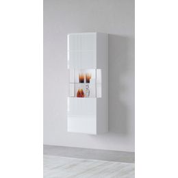 H&auml;ngevitrine OTTO HOME "Toledo,H&ouml;he 159 cm trendige Glasvitrine mit dekorative MDF-Front", wei&szlig; (wei&szlig;, wei&szlig; hgl), B:53cm H:159cm T:39,5cm, ABS-Kunststoff, FSC-zertifizierter Holzwerkstoff, Glas, MDF, Melamin, Schr&auml;nke, Vitrine mit Glasfront, ohne Beleuchtung, viel Stauraum, hochglanz