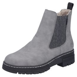 Chelseaboots Rieker, Damen, Gr. 37, grau, Elastischer Einsatz, Lederimitat, Basic, Schuhe Chelseaboots, Winterstiefelette, Winterboots, Blockabsatz, mit Stretcheinsatz