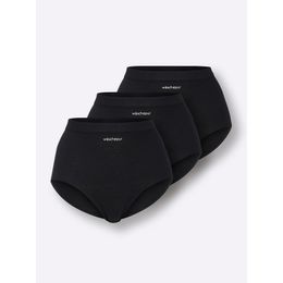 Taillenslip, Damen, Gr. 38, 3 Stk., schwarz, 95% Baumwolle, 5% Elasthan, Unterhosen Taillenslip