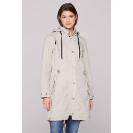 Parka SOCCX, Damen, Gr. L, stone beige, Web, Material Oberstoff: 100% Baumwolle, Futter Rumpf: 100% Baumwolle, Futter &Auml;rmel: 100% Polyester, bestickt, regular fit lang, eingesetzt gerader Abschluss, Jacken Parka, mit abtrennbarer Kapuze