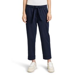 BETTY & CO Stoffhose BETTY & CO "Damen mit elastischem Bund", Damen, Gr. 46, Normalgr&ouml;&szlig;en, dunkelblau, Obermaterial: 61% Baumwolle, 34% Polyester, 5% Elasthan, gerade 7/8-L&auml;nge, Hosen Stoffhose