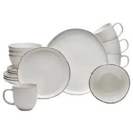 Kombiservice Van Well "Geschirr-Set Urban, 16-teilig", beige (creme), 16 Stk., Steinzeug, Geschirr-Sets, Kombiservice, rund, sp&uuml;lmaschinen- und mikrowellengeeignet