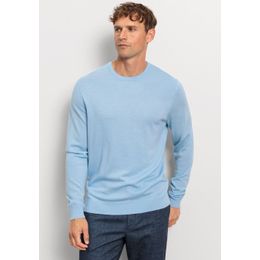 Rundhalspullover OLYMP "OLYMP Strick Casual", Damen, Gr. 3XL, blau (hellblau), Strick, Obermaterial: 100% Schurwolle, regular fit, Rundhals, Pullover Rundhalspullover