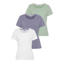 T-Shirt Eastwind, Damen, Gr. 48/50, bunt (hellgr&uuml;n, lavendel, wei&szlig;), Single Jersey, Obermaterial: 100% Baumwolle, clean, unifarben, Basic, figurumspielend h&uuml;ftlang, abgesteppt, Shirts T-Shirt, Kurzarm, h&uuml;ftlang, f&uuml;r die Freizeit, aus Baumwolle, Topseller