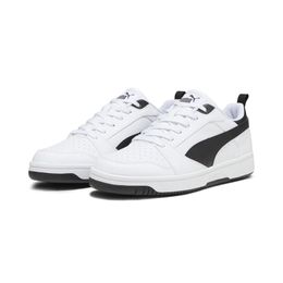 Sneaker Puma "Rebound V6 Low Sneakers Erwachsene", Damen, Gr. 36, schwarz-wei&szlig; (wei&szlig; schwarz transparent), Obermaterial: Textil, Synthetik. Futter: Textil. Innensohle: Textil. Laufsohle: Gummi, Schuhe Sneaker