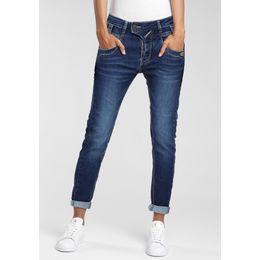 Slim-fit-Jeans Gang "94MARGE", Damen, Gr. 33, N-Gr, deep mid wash, Denim/Jeans, Obermaterial: 65% Baumwolle, 22% Polyester, 11% Viskose, 2% Elasthan, slim fit lang, Jeans Slim-fit-Jeans, mit besonderem 4-Knopf-Verschluss, Topseller