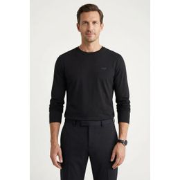 JOOP! Langarmshirt JOOP JEANS "JJJ-33Alphis-L", Herren, Gr. S, schwarz, Jersey, Obermaterial: 100% Baumwolle, clean, unifarben, regular fit normal, Rundhals, abgesteppt, Shirts Langarmshirt, mit Logostickerei