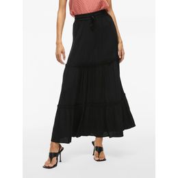 Maxirock Vila "VIMESA HW MAXI SKIRT - NOOS", Damen, Gr. 42, schwarz, Web, Obermaterial: 100% Viskose, unifarben, regular fit lang, R&ouml;cke Maxirock, mit R&uuml;schen