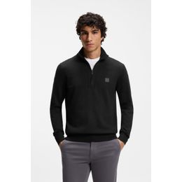 Rollkragenpullover BOSS Orange "Kanobix", Herren, Gr. M, blau (dunkelblau404), Strick, Obermaterial: 95% Baumwolle, 5% Kaschmir, unifarben, regular fit normal, hoch geschlossener Ausschnitt, eingesetzt B&uuml;ndchen mit Rei&szlig;verschluss, Pullover Rollkragenpullover, Regular fit, Stehkragen mit Rei&szlig;verschluss, Ton-in-Ton Logo