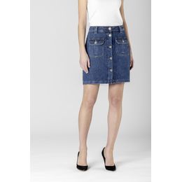 JOOP! Jeansrock JOOP JEANS "Rosa", Damen, Gr. S, blau (navy), Web, Obermaterial: 100% Baumwolle, unifarben, regular fit ca. Mitte Oberschenkel, R&ouml;cke Jeansrock, mit Schmuckkn&ouml;pfen