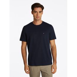 T-Shirt Tommy Hilfiger "ESSENTIAL REGULAR FIT SOLID mit Stickerei", Herren, Gr. XXL, blau (desert sky), Single Jersey, Obermaterial: 100% Baumwolle, unifarben, Basic, Rundhals, Shirts T-Shirt, unifarben, casual, Baumwolle, Rundhals