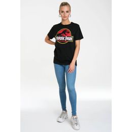 T-Shirt logoshirt "Jurassic Park Logo", Damen, Gr. XS, schwarz, 100% Baumwolle, unifarben, normal, Rundhals, Shirts T-Shirt, mit coolem Print