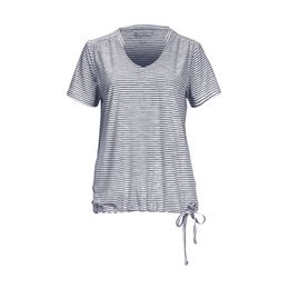 T-Shirt Killtec "WMN TSHRT F", Damen, Gr. 34, nachtblau, Obermaterial: 94% Polyester, 6% Elasthan, Rundhals, Shirts T-Shirt, Gestreiftes, schnelltrocknendes Funktionsshirt mit verstellbarem Saum