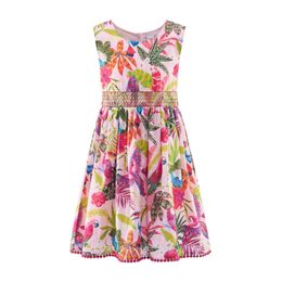 Sommerkleid happy girls, M&auml;dchen, Gr. 116, N-Gr, rosa (rose), Web, Obermaterial: 100% Baumwolle. Futter: 100% Baumwolle, bedruckt, regular fit kniebedeckend, Rundhals, Kleider Sommerkleid