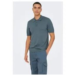 Only & Sons Poloshirt ONLY & SONS "ONSWYLER LIFE REG 14 SS POLO KNIT NOOS", Herren, Gr. XL, grau (stormy weather), Strick, Obermaterial: 78% Viskose, 22% Polyester, unifarben, regular fit, Shirts