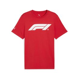 T-Shirt Puma "F1 Essentials Logo T-Shirt Herren", Herren, Gr. XL, rot (pop rot), Obermaterial: 100% Baumwolle. Rippe: 30% Polyester, 70% Baumwolle, clean, regular fit, Rundhals, Shirts T-Shirt