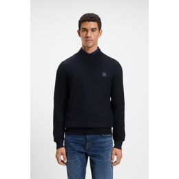 Strickpullover BOSS Orange "Anion", Herren, Gr. L, blau (dunkelblau404), Strick, Obermaterial: 95% Baumwolle, 5% Kaschmir, unifarben, regular fit normal, Rundhals, eingesetzt B&uuml;ndchen, Pullover Strickpullover, Rundhalsausschnitt, Regular Fit, BOSS-Label
