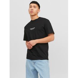 Jack & Jones Rundhalsshirt JACK & JONES "JORVESTERBRO TEE SS CREW NECK NOOS", Jungen, Gr. M, schwarz, Jersey, Obermaterial: 100% Baumwolle, bedruckt, relaxed fit normal, Rundhals, Shirts Rundhalsshirt