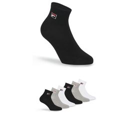 Kurzsocken Fila "UNISEX QUARTER PLAIN SOCKS", Damen, Gr. 35-38, bunt (classic, mix), Materialmix, uni und meliert, normal, Socken, mit Logo-Schriftzug
