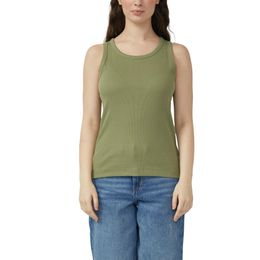 Tanktop s.Oliver, Damen, Gr. 44, summer khaki, Rippware, Obermaterial: 95% Baumwolle, 5% Elasthan, unifarben, regular fit normal, Rundhals, abgesteppte Kante, Tops Tanktop, in Rippoptik, Regular Fit, Rundhalsausschnitt
