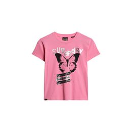 Superdry & Co T-Shirt 'Lo-fi Rock' Damen Gr&ouml;&szlig;e M hellpink / schwarz / silber