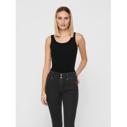 Longtop Only "ONLLIVE &ndash; Tanktop mit figurbetontem Schnitt und Stretch", Damen, Gr. XL, schwarz, Jersey, Obermaterial: 95% Baumwolle, 5% Elasthan, unifarben, Po-bedeckend, Rundhals, Tops, unifarben, modisch, sehr figurbetont, Baumwollmischung, Rundhals