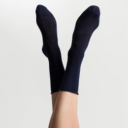 Socken Hudson "RELAX FINE", Damen, Gr. 35-38, marine, Obermaterial: 65% Baumwolle, 32% Polyamid, 3% Elasthan, normal, Socken Socken, Baumwoll-Mix, softe Qualit&auml;t mit modernem Rollrand