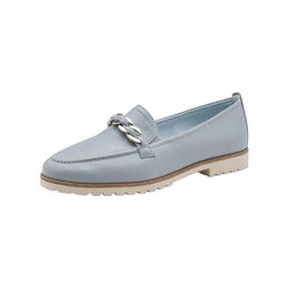 Slipper Tamaris "Tamaris Slipper Leder", Damen, Gr. 40, hellblau, Leder, Schuhe Slipper
