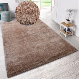 Hochflor-Teppich my home "Malin" Gr. 1, beige (sand), B:60cm H:43mm L:90cm, Kunstfaser, Teppiche, Shaggy in Uni-Farben, einfarbig, leicht gl&auml;nzend, besonders weich