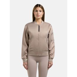 Bomberjacke Khujo "Beth", Damen, Gr. L (40), beige, Obermaterial: 97% Polyester, 3% Elasthan. Futter: 100% Polyester. Wattierung: 100% Polyester, l&auml;ssig geschnitten h&uuml;ftlang, Rippstrickb&uuml;ndchen, Jacken Bomberjacke, Seidig glatte Blousonjacke