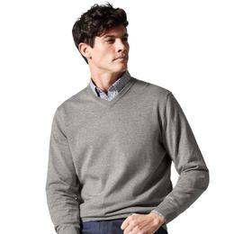 Strickpullover Casamoda "Casamoda Pullover uni", Herren, Gr. XL, grau (hellgrau), 100% Baumwolle, Pullover Strickpullover